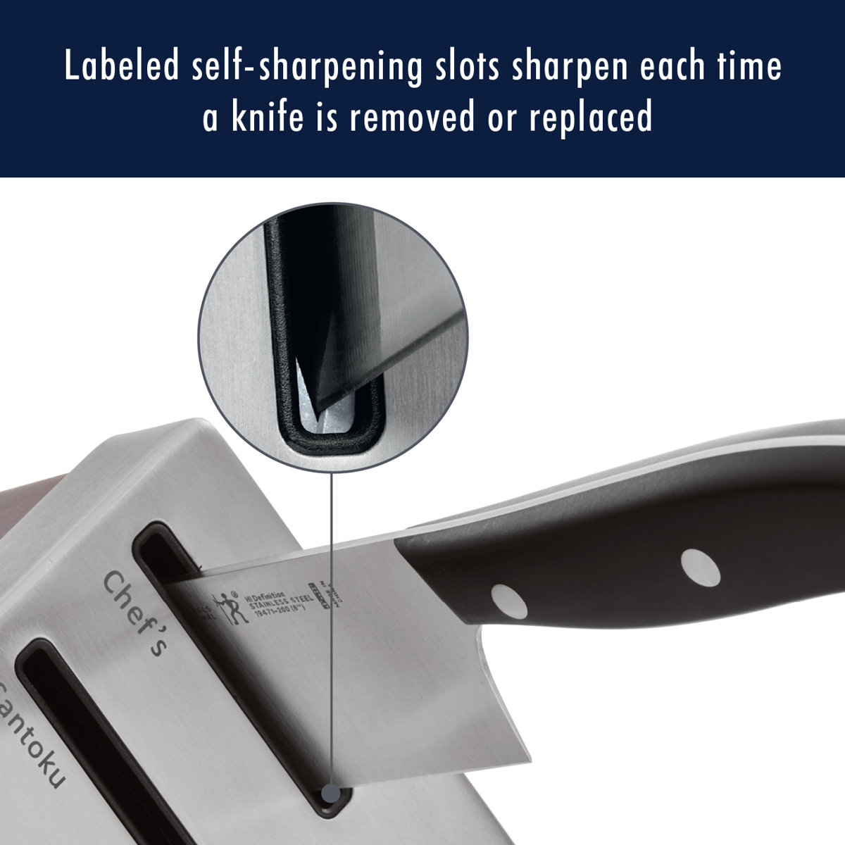 HENCKELS Statement Self-Sharpening Knife Set with Block, Chef Knife, Paring Knife, Bread Knife ...